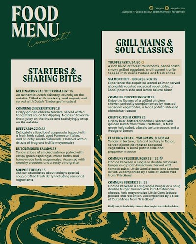 Menus of Commune, the Gate Bar and Stripes Restaurant at Sheraton ...