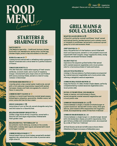 Menus of Commune, the Gate Bar and Stripes Restaurant at Sheraton ...