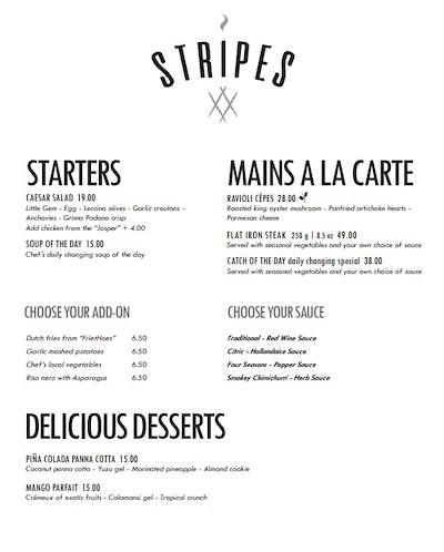 Menus of Commune, the Gate Bar and Stripes Restaurant at Sheraton ...