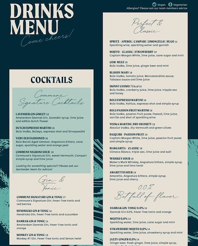 Menus of Commune, the Gate Bar and Stripes Restaurant at Sheraton ...